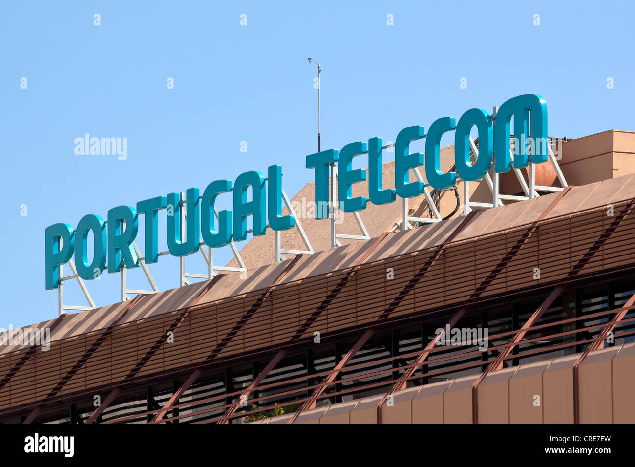 Signage on the headquarters of the Portuguese telecommunications ...