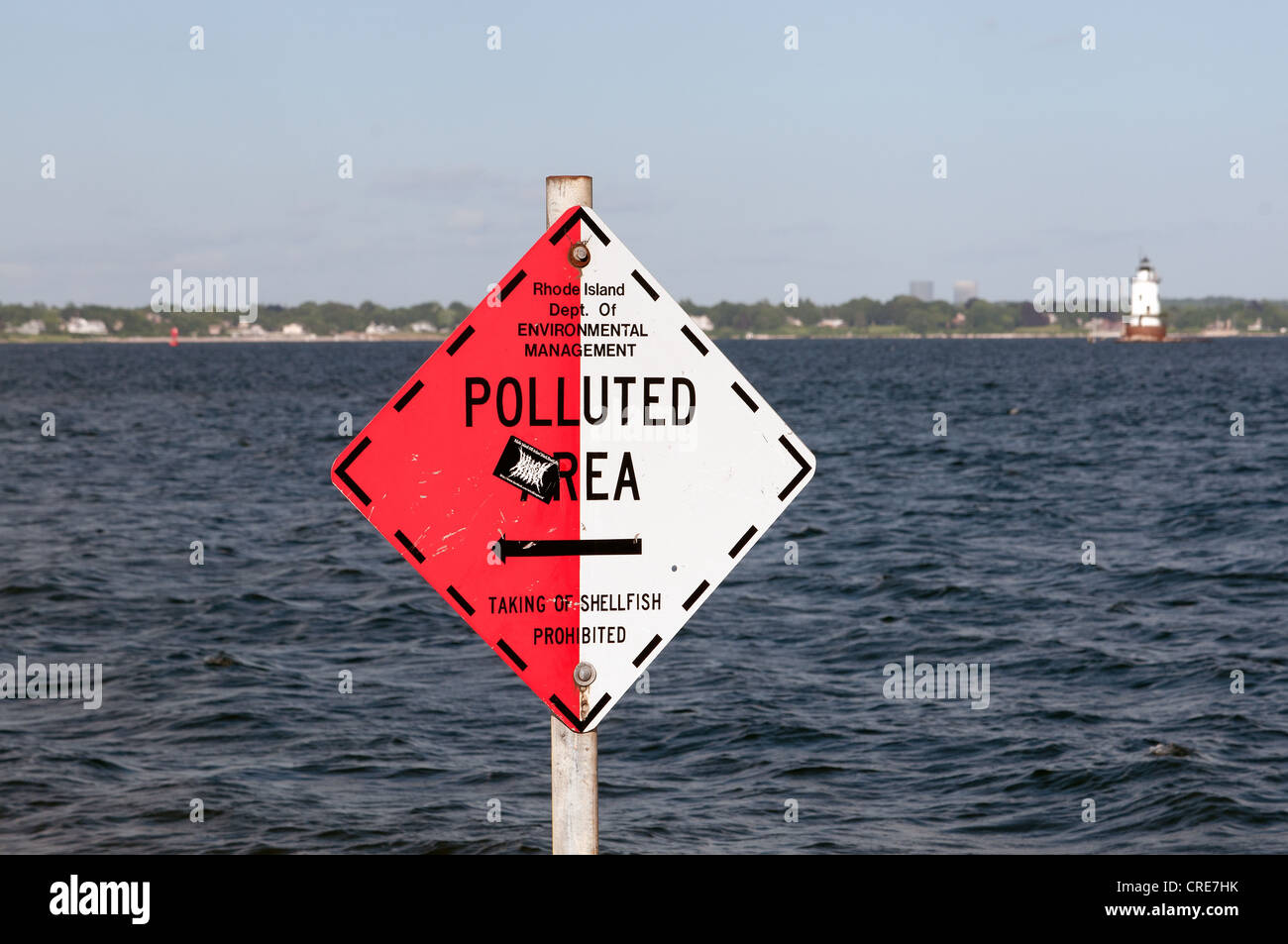 Sign marking line where shell fishing is not allowed Stock Photo - Alamy