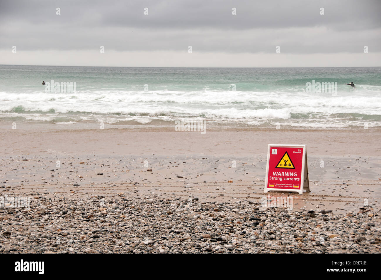 Coast Guard warning sign on the beach in Cornwall Stock Photo - Alamy
