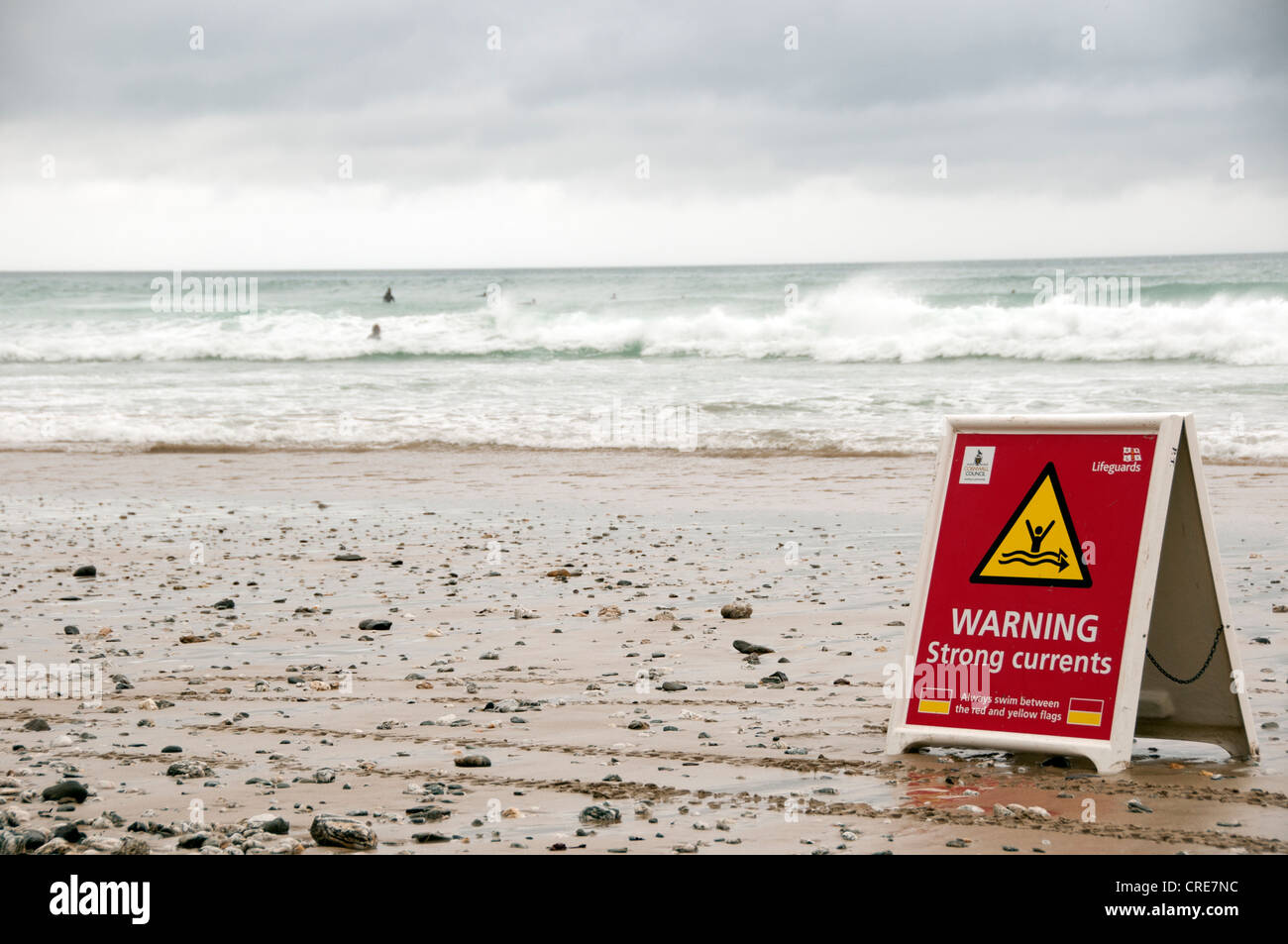 Coast Guard warning sign on the beach in Cornwall Stock Photo - Alamy