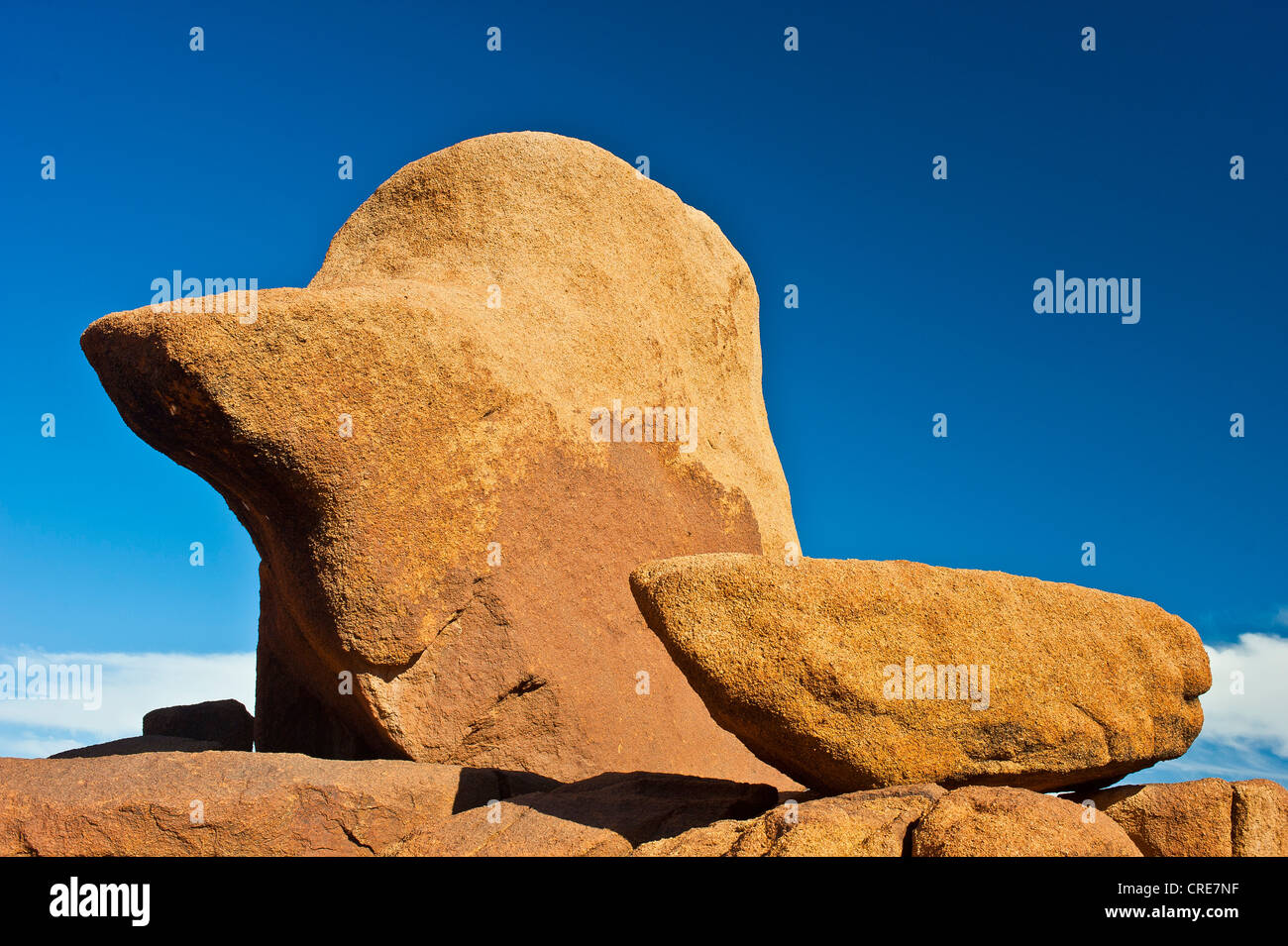 Bizarre rock formations, granite boulders lying on a rocky outcrop in ...