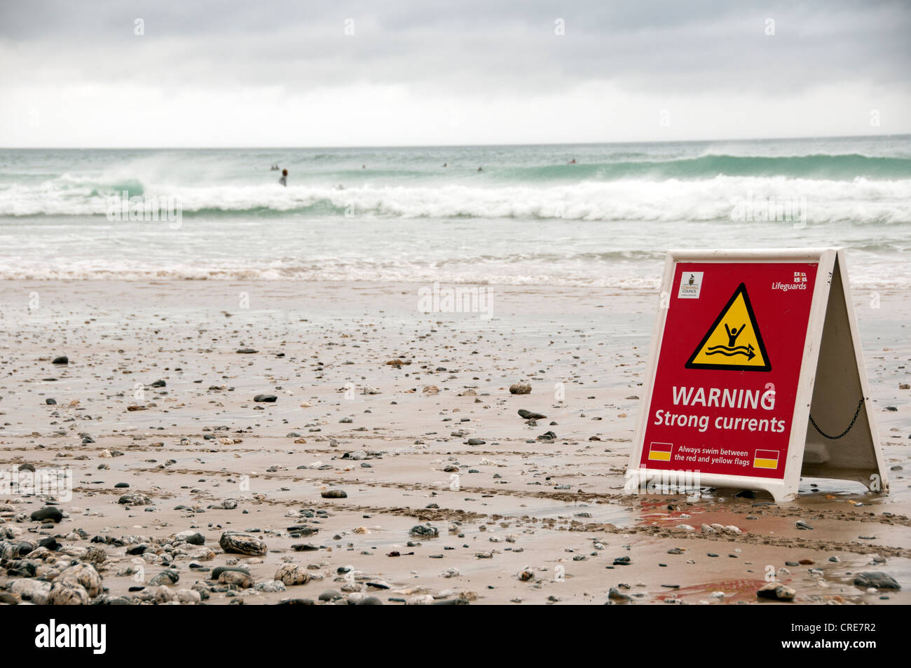 Coast Guard warning sign on the beach in Cornwall Stock Photo - Alamy