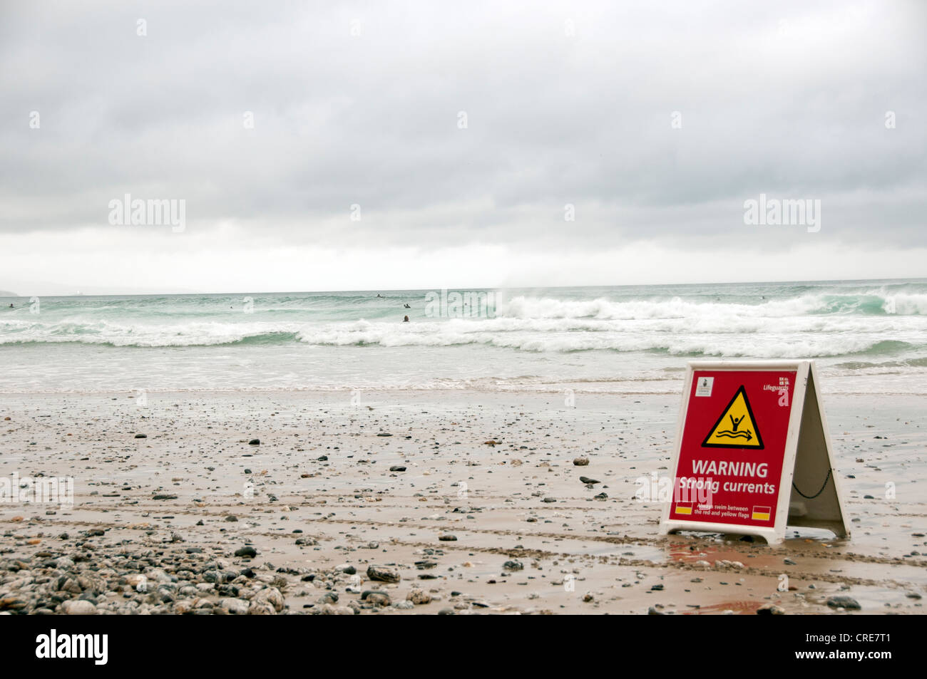 Coast Guard warning sign on the beach in Cornwall Stock Photo - Alamy