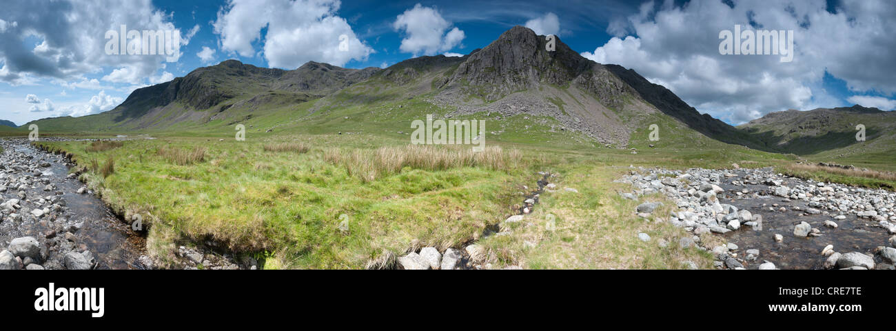 Panoramic of The Scafell range, Slight Side, Sca Fell and Scafell Pike ...