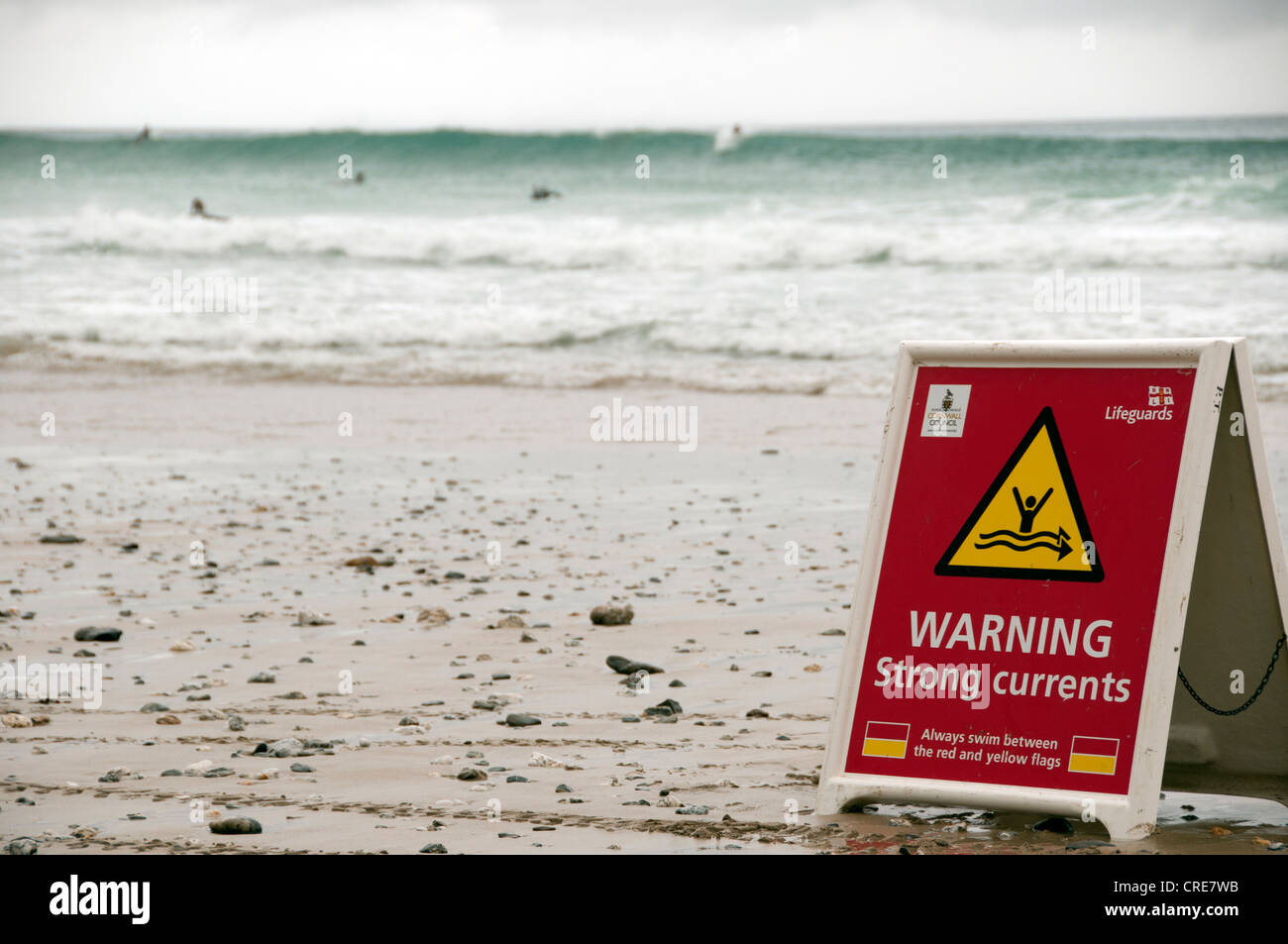 Coast Guard warning sign on the beach in Cornwall Stock Photo - Alamy