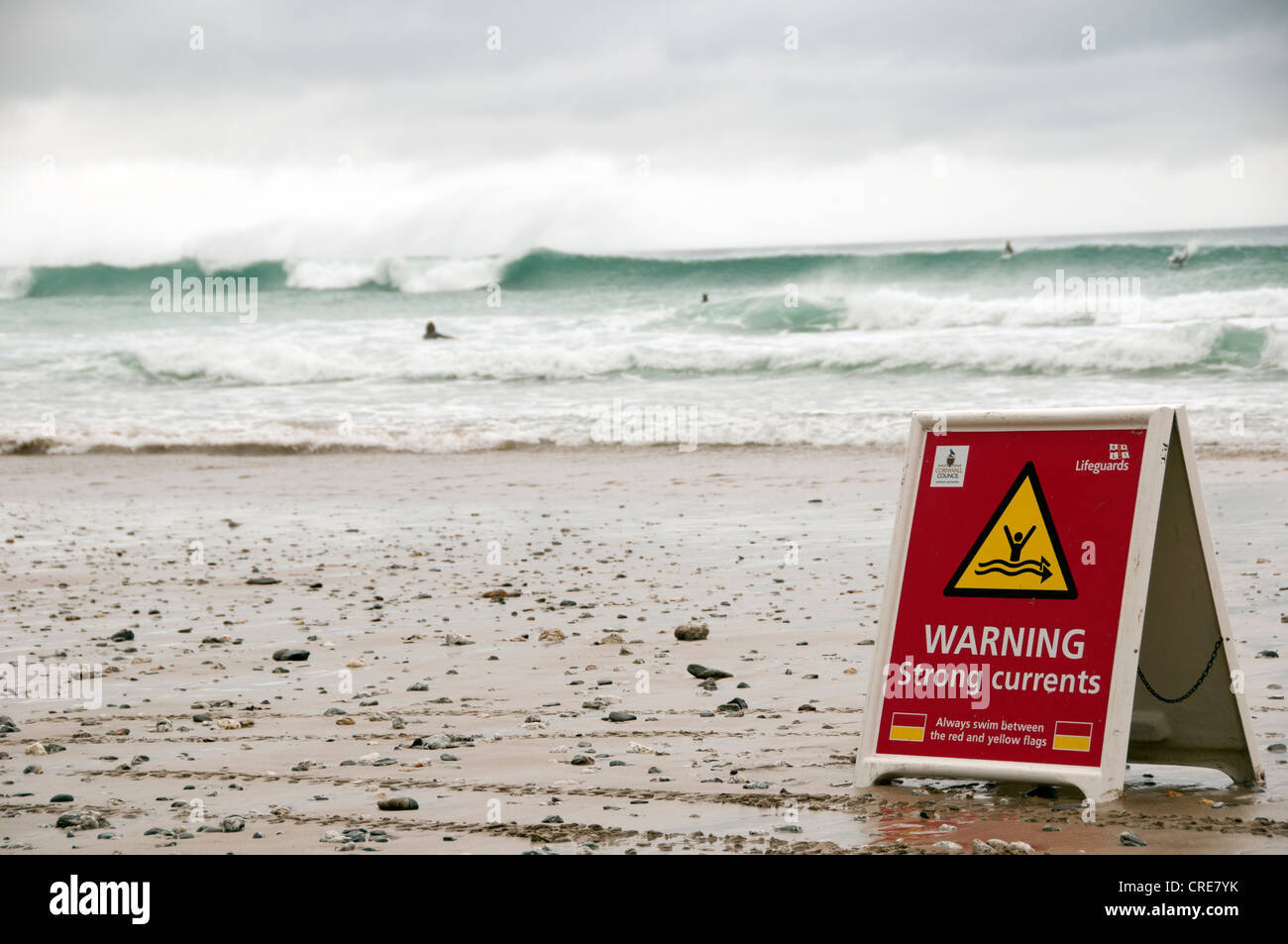 Coast Guard warning sign on the beach in Cornwall Stock Photo - Alamy