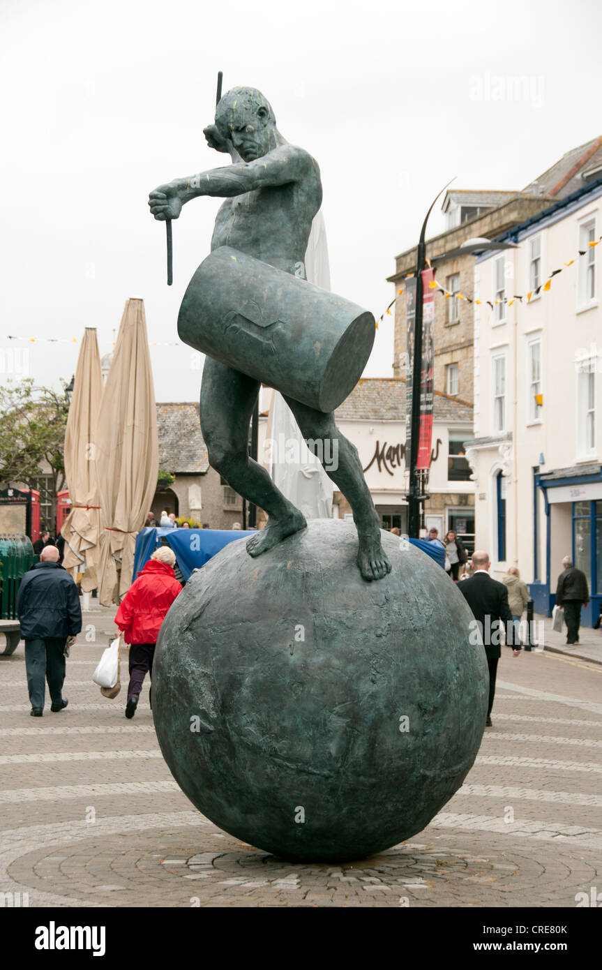 The Drummer statue by Tim Shaw in Truro town centre in Cornwall UK ...