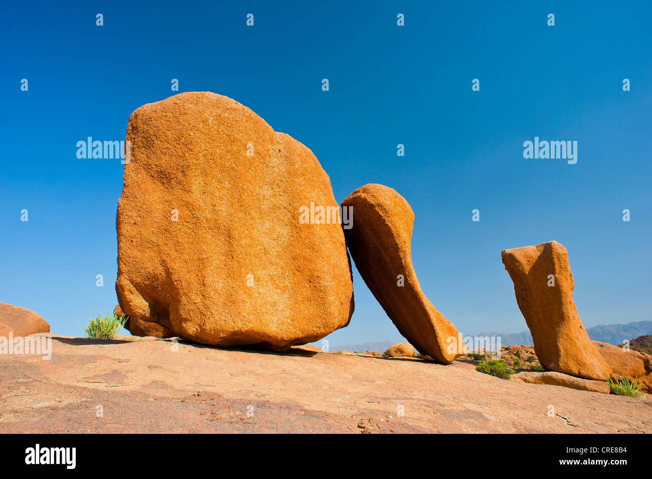 Huge granite boulders lying on a ledge in the Anti-Atlas mountain range ...