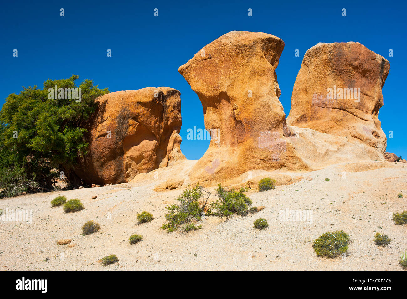 Huge granite boulders in the Anti-Atlas mountain range, southern ...