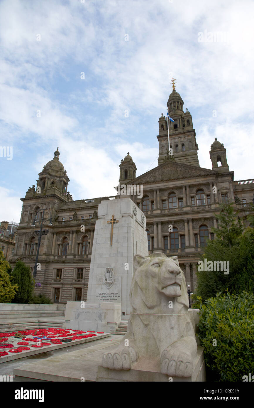 george square with the city cenotaph stone lion and city council ...