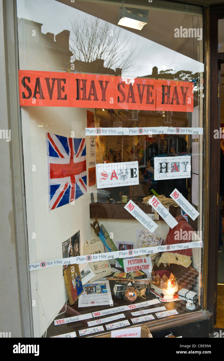 Window display to SAVE HAY at Hay-on-Wye Powys Wales UK Stock Photo - Alamy