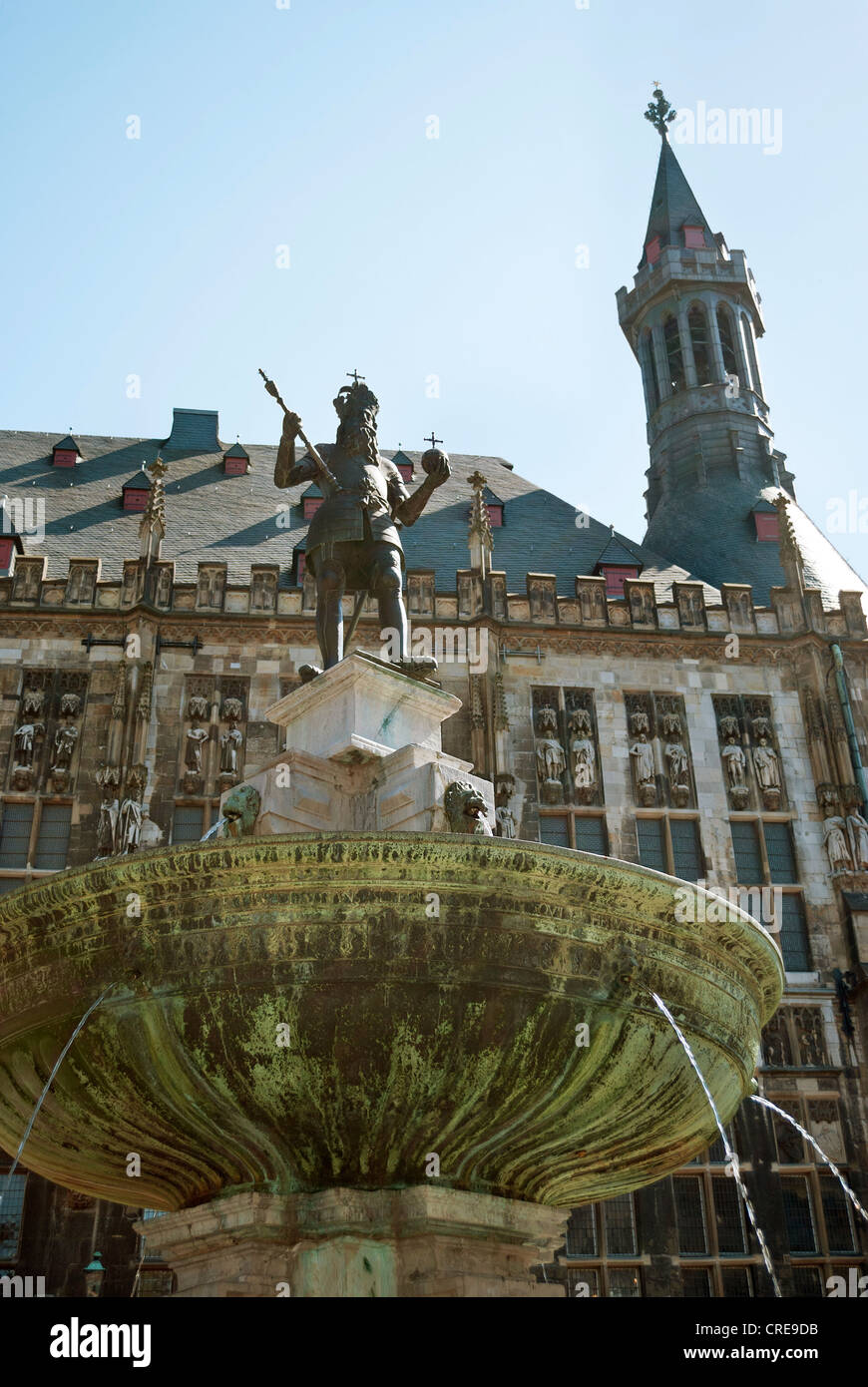 Statue of Carolus Magnus (Charlemagne) , als known as Karl's fountain ...