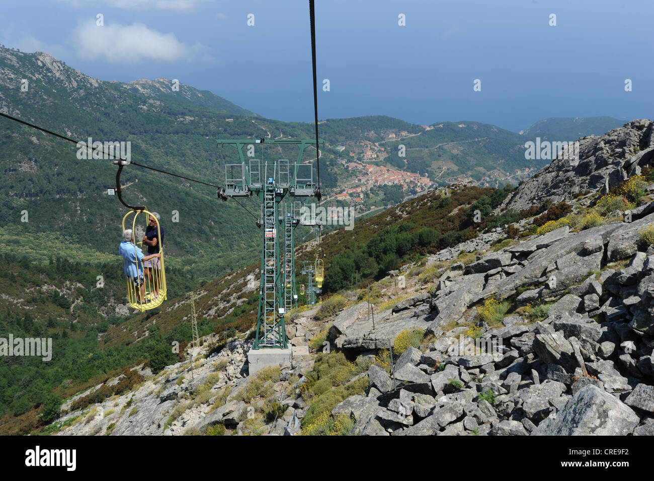 The cable car of Monte Capanne on Elba island, Italy Stock Photo - Alamy