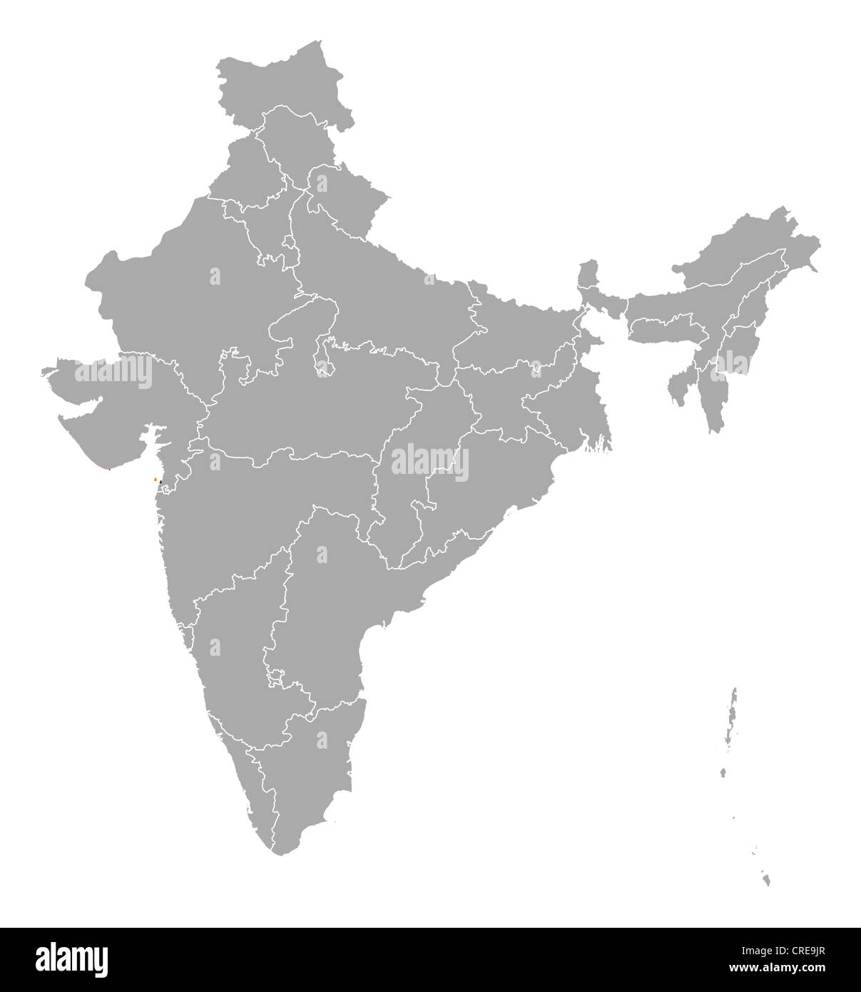 Political map of India with the several states where Daman and Diu are ...