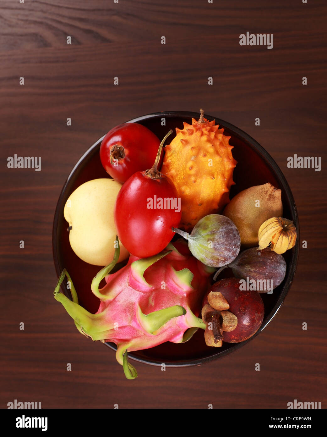 Exotic fruits - mangosteen, fig, mango, Asian pear, dragon fruit ...