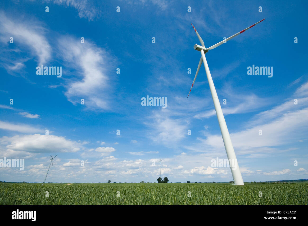 Wind propelled turbines generating electricity Stock Photo - Alamy