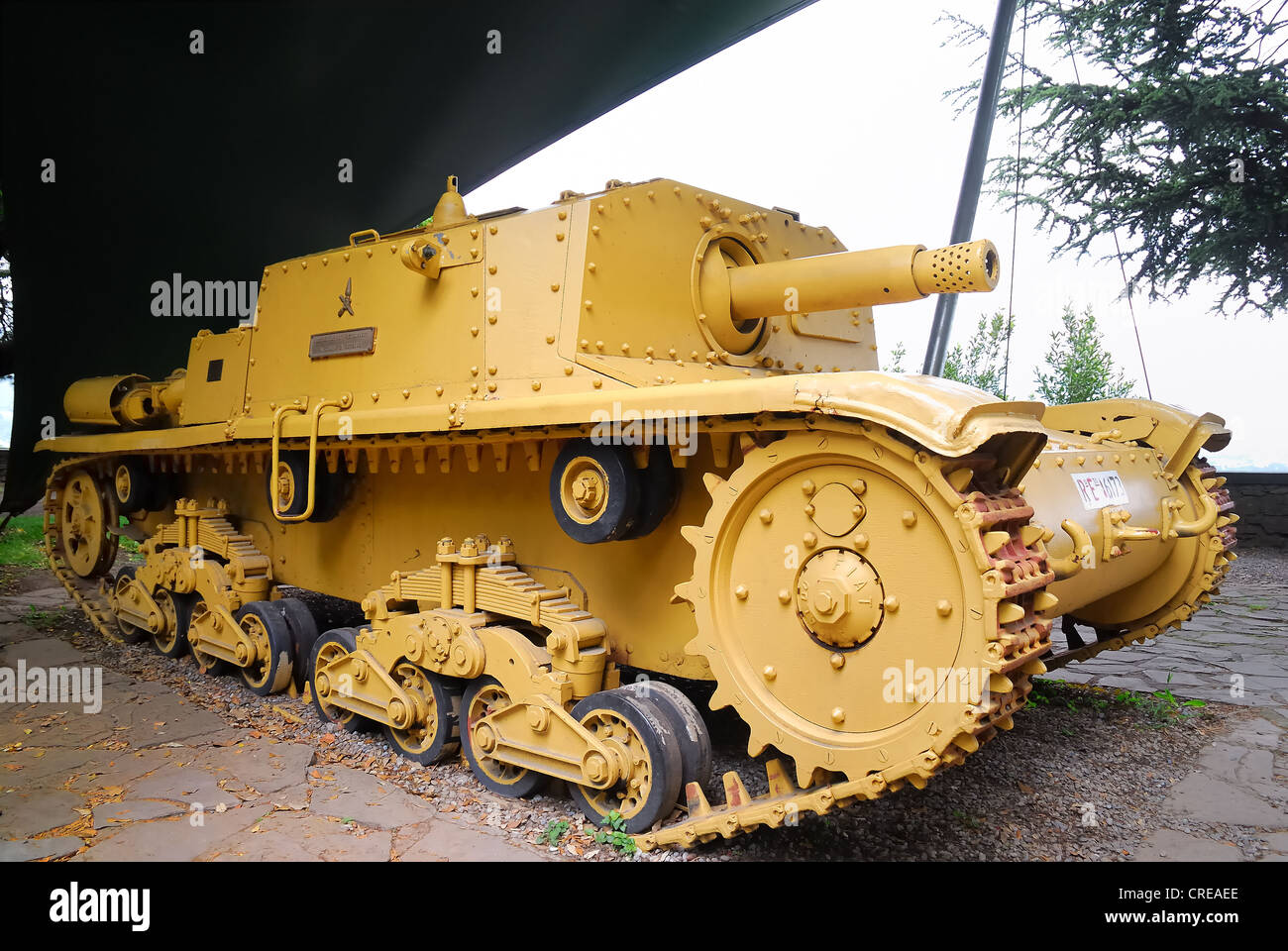 Bergamo, Italy : an Italian self-propelled gun M15. Today the tank is ...