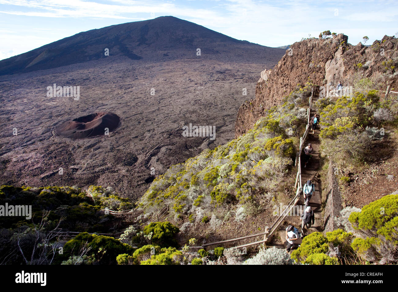 Enclos Fouque caldera with the small Formica Leo volcano and the Piton ...