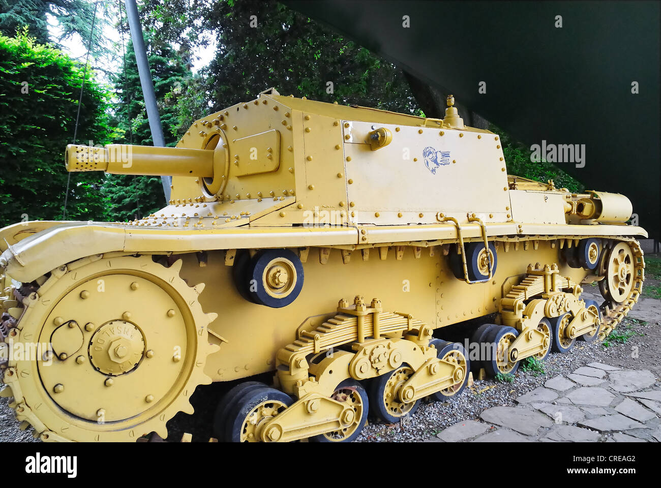 Bergamo, Italy : an Italian self-propelled gun M15. Today the tank is ...