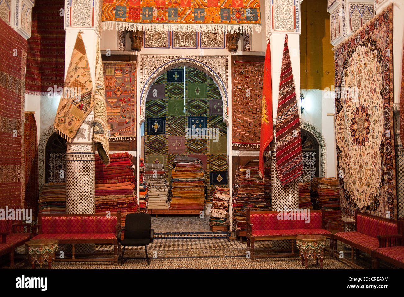 Shop of a carpet dealer in an old riad, city palace in the old town ...