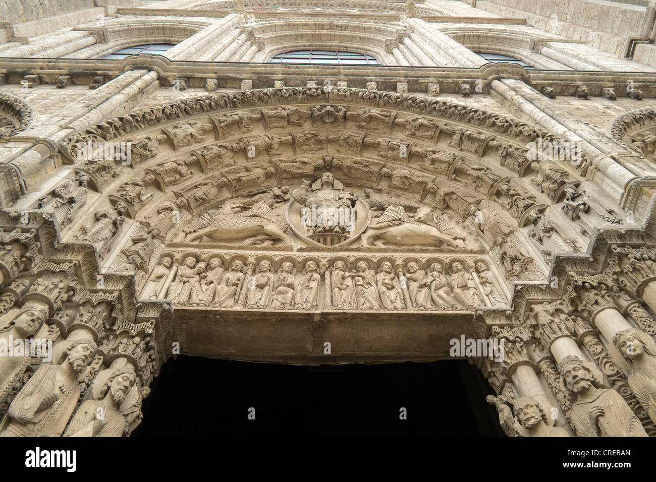 The famous Royal Portal entrance to Chartres cathedral in northern ...