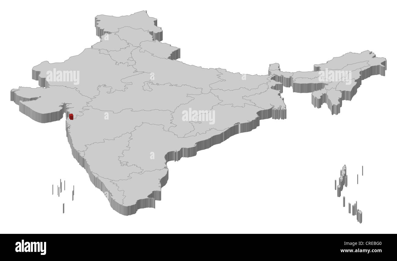 Political map of India with the several states where Dadra and Nagar ...