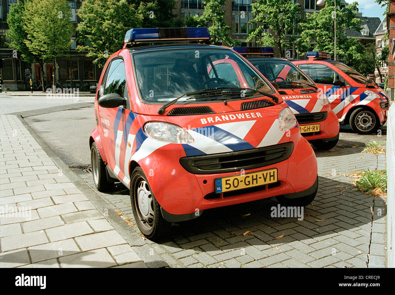 Smart fire trucks in front of a fire station in Amsterdam, Netherlands ...