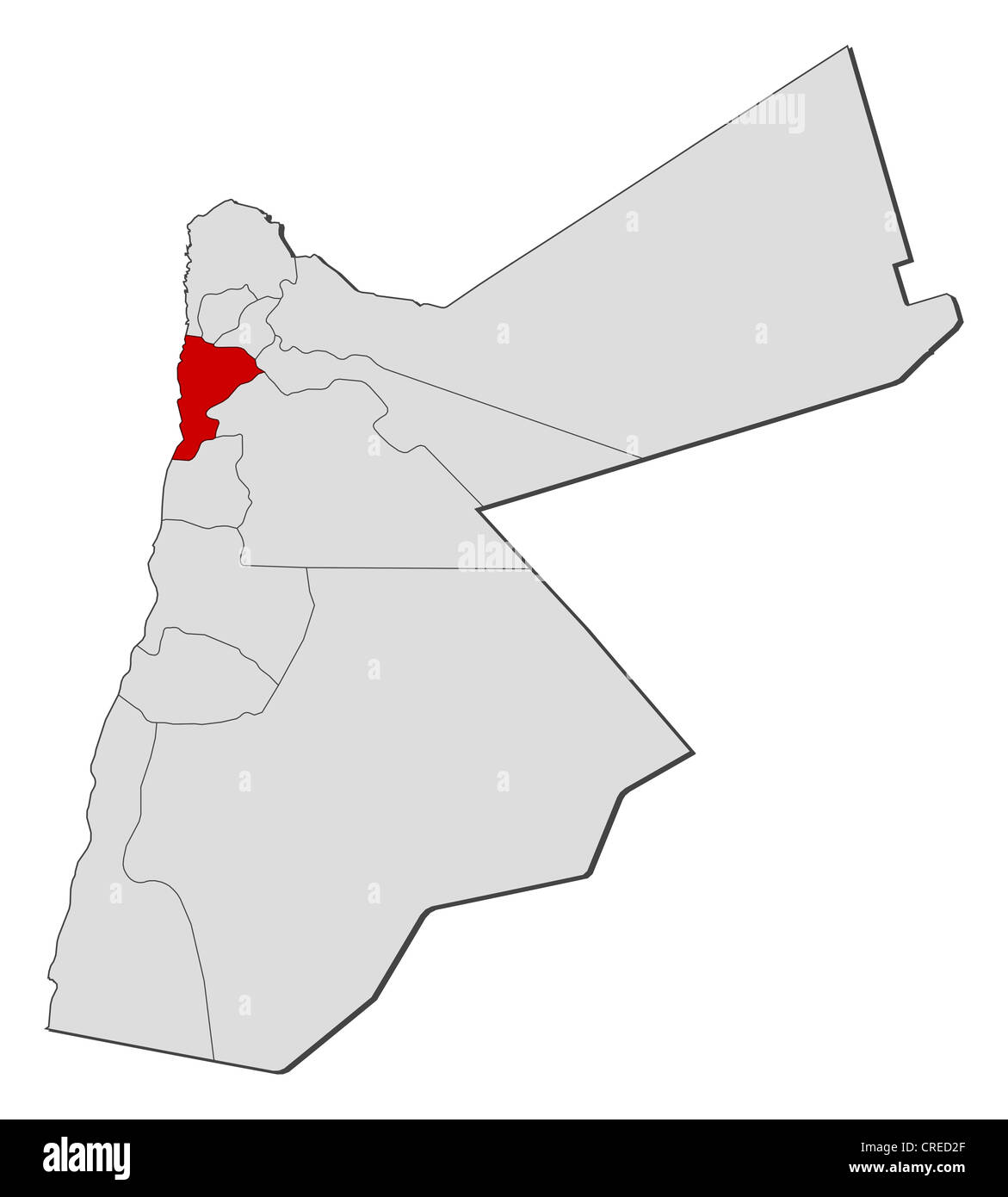Political map of Jordan with the several governorates where Balqa is ...