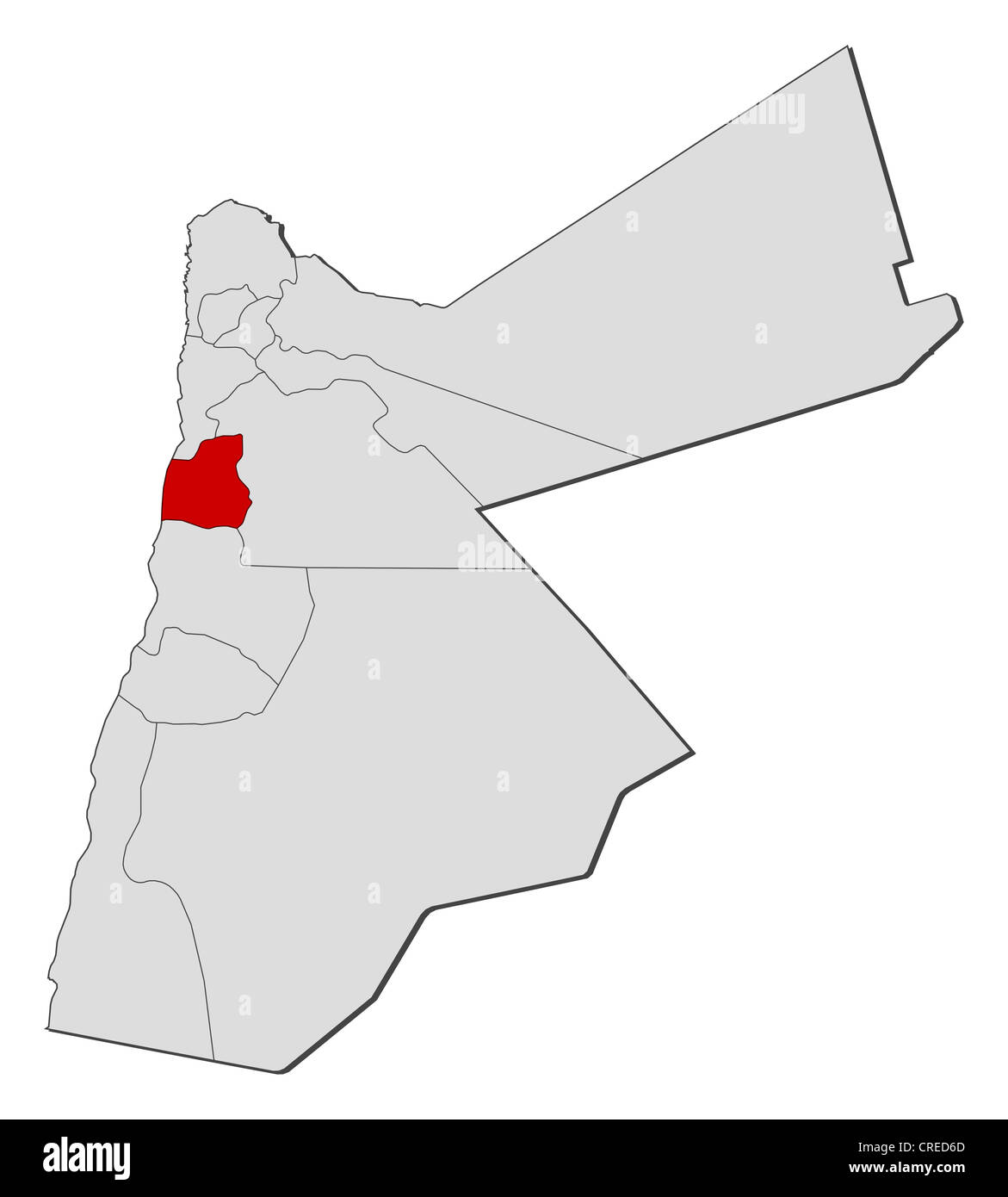 Political map of Jordan with the several governorates where Madaba is ...