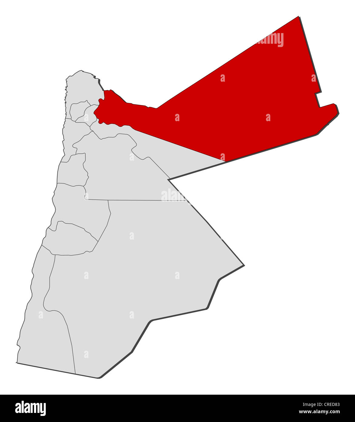 Political map of Jordan with the several governorates where Mafraq is ...