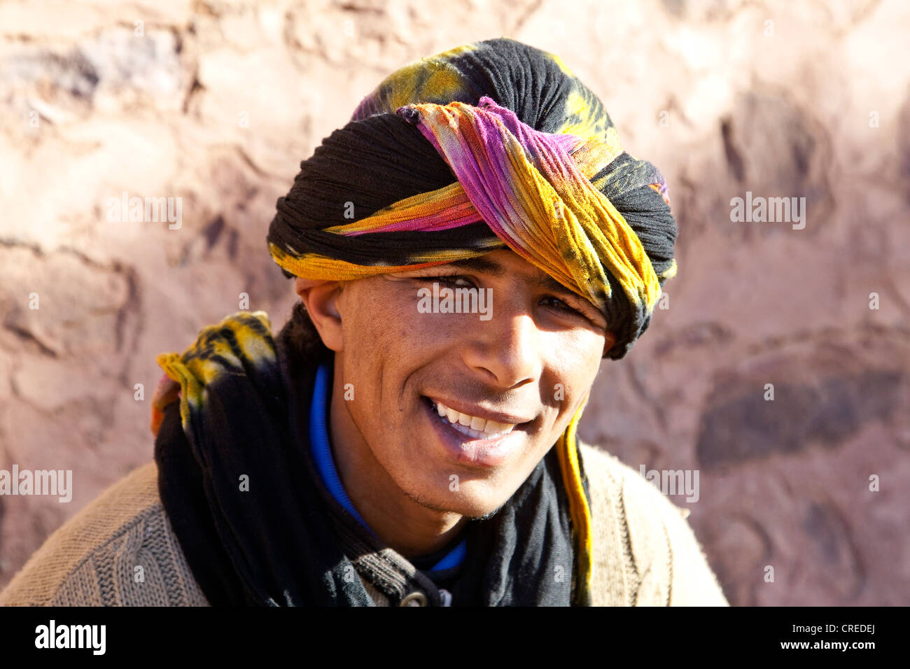Young Berber man wearing a turban, Telouet near Ouarzazate, Morocco ...