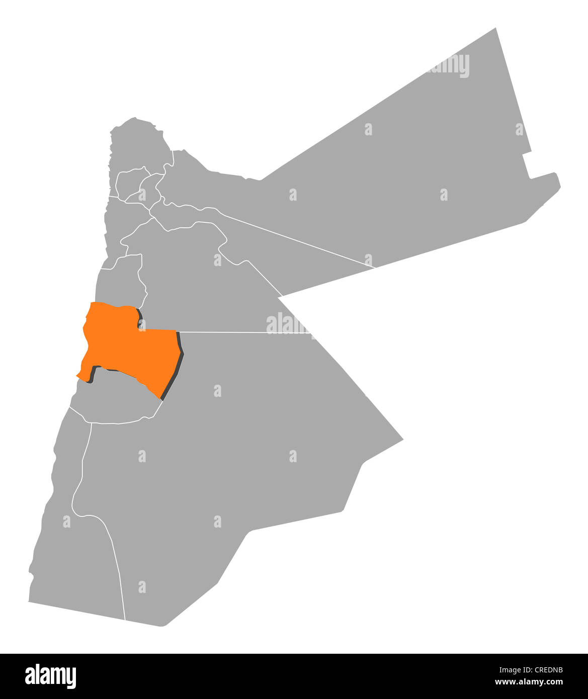 Political map of Jordan with the several governorates where Karak is ...