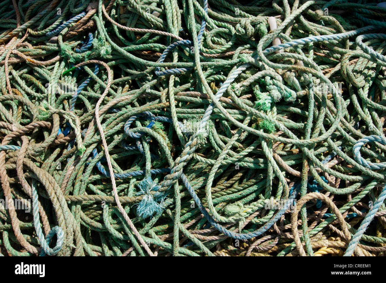 Pile of rope from a fishing boat Stock Photo - Alamy