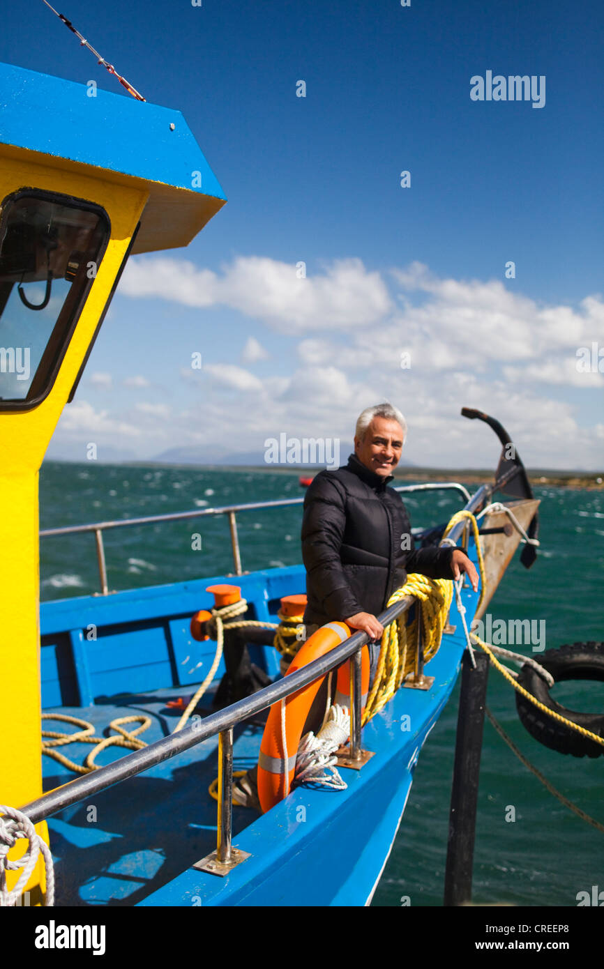 A portrait of a fisherman on his boat Stock Photo - Alamy