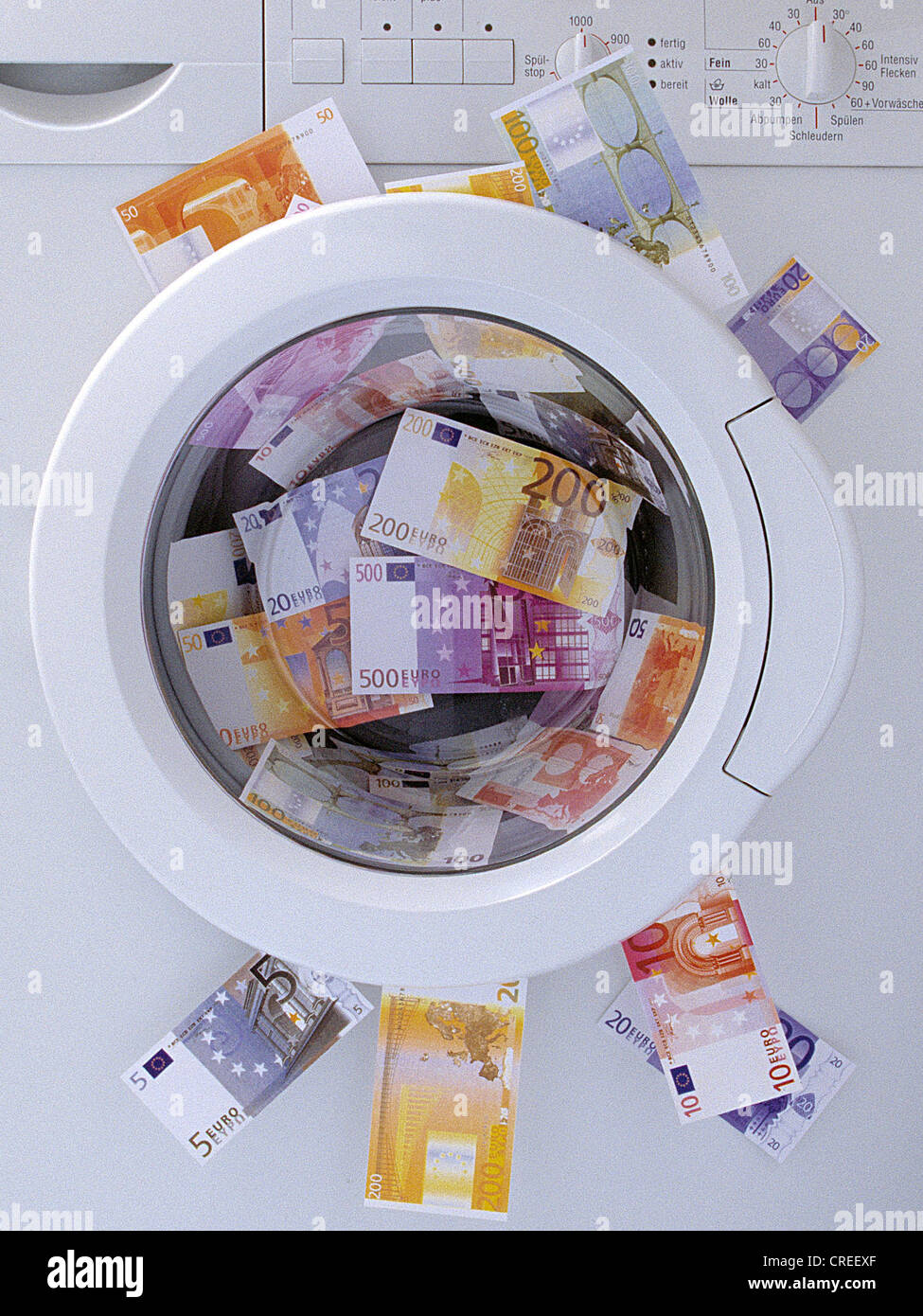 Euro banknotes in a washing machine Stock Photo - Alamy
