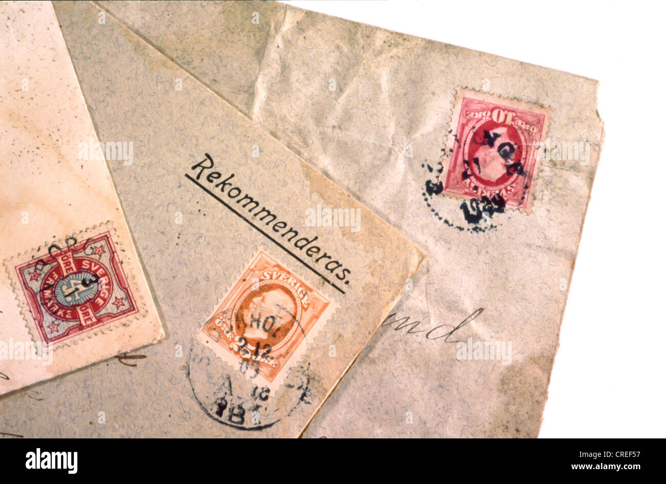 Old envelopes and stamps closeup on white Stock Photo - Alamy