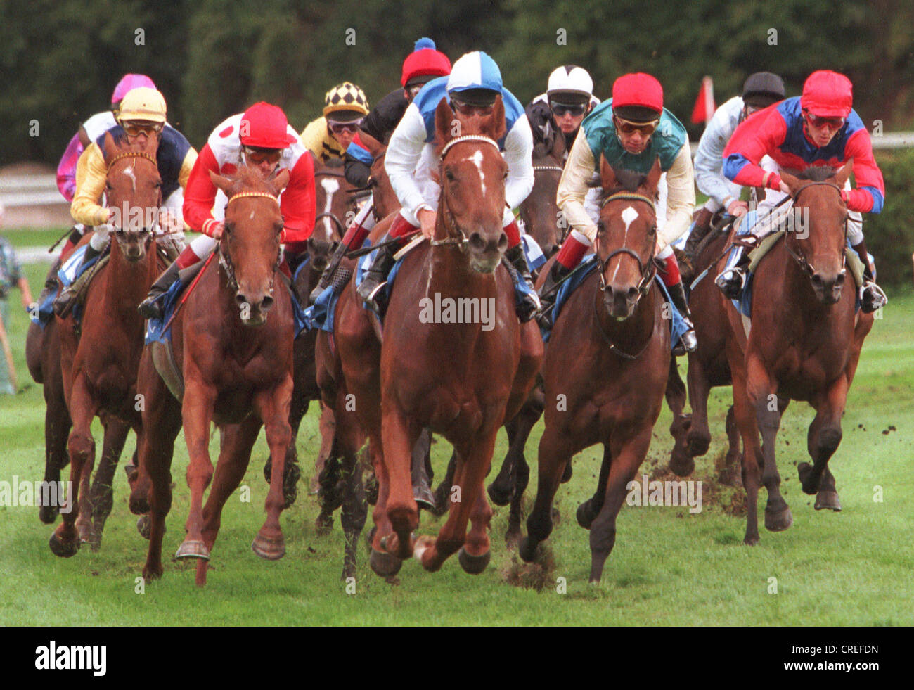Action at the final bend, Hoppegarten, Germany Stock Photo - Alamy