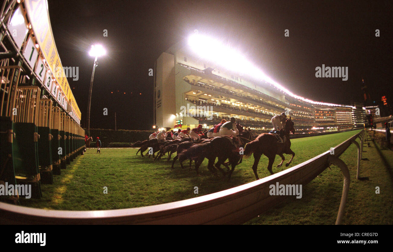 Horse racing at the Happy Valley Racecourse, Hong Kong Stock Photo - Alamy