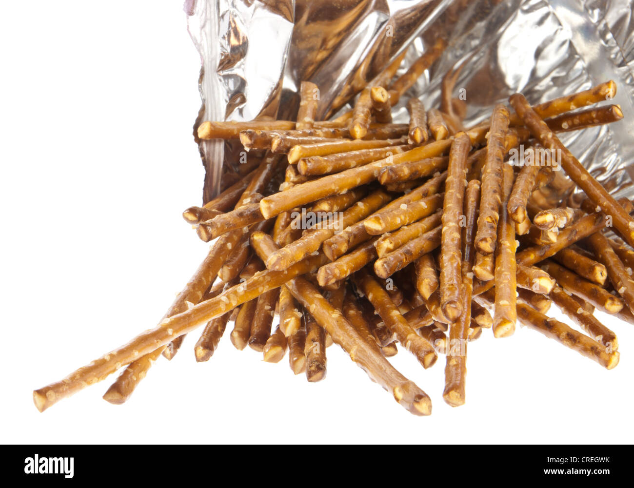 Group of salt sticks in a bag isolated on white background (with ...