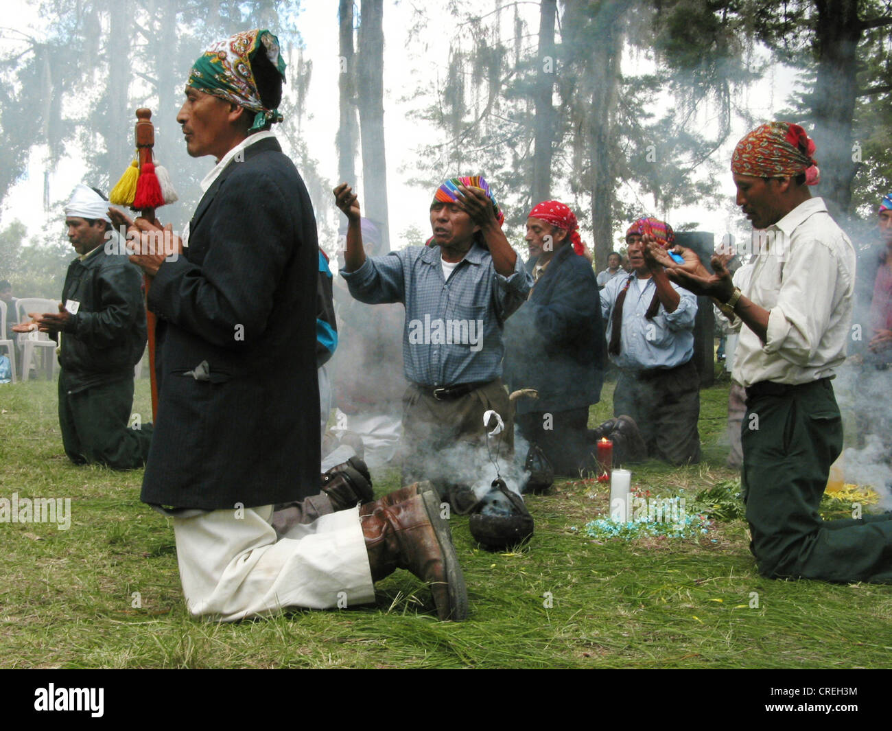 Maya priest in a ceremony in the province of Quich , Guatemala, Quich ...