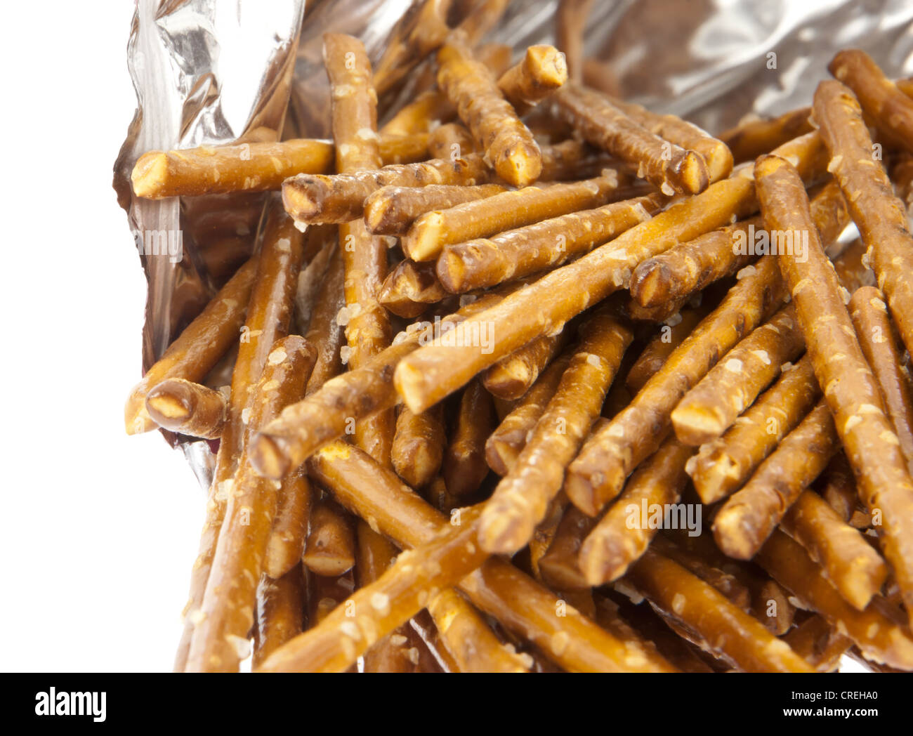 Group of salt sticks in a bag isolated on white background (with ...