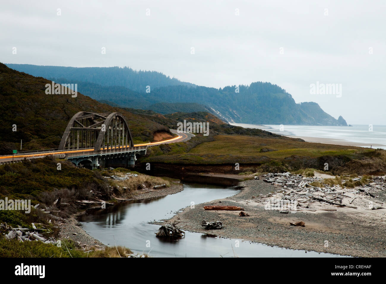 A famous bridge designed by Conde McCullough on the Oregon coast Stock ...