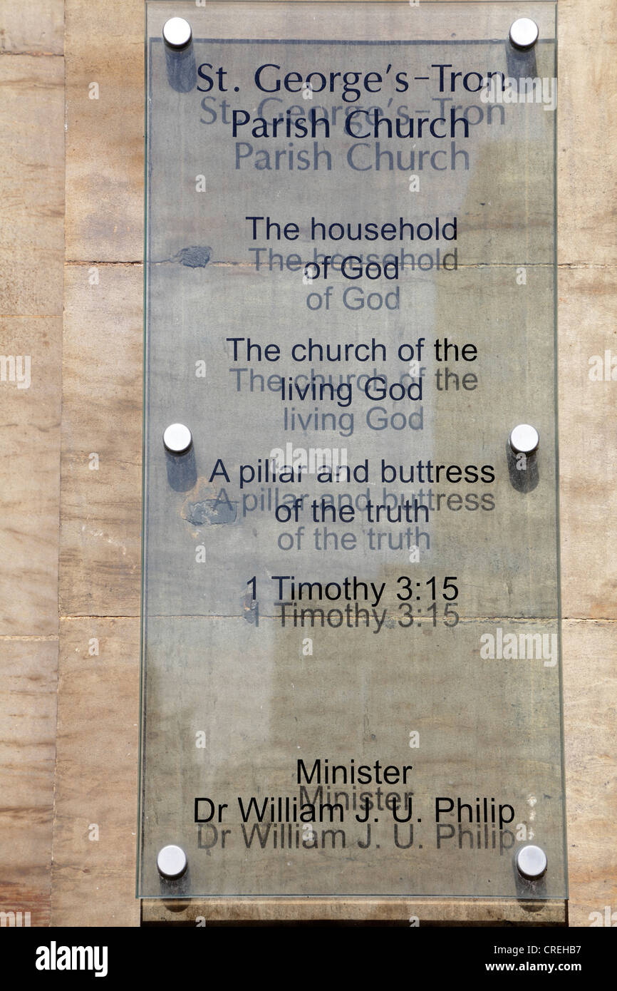 St George's Tron Church of Scotland Parish Church sign, Nelson Mandela ...