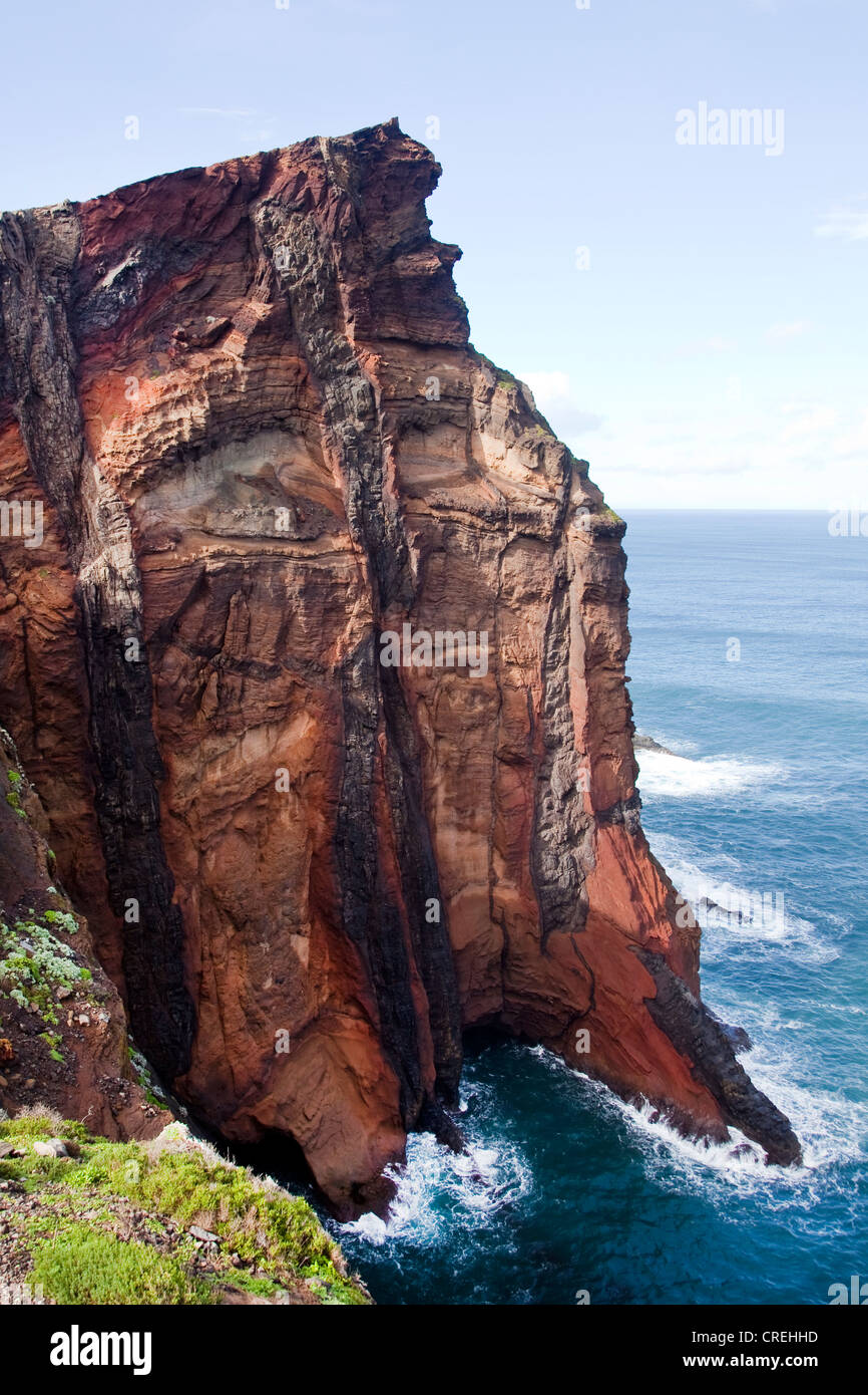 Lava rock cliffs on the Atlantic coast, peninsular and nature reserve ...