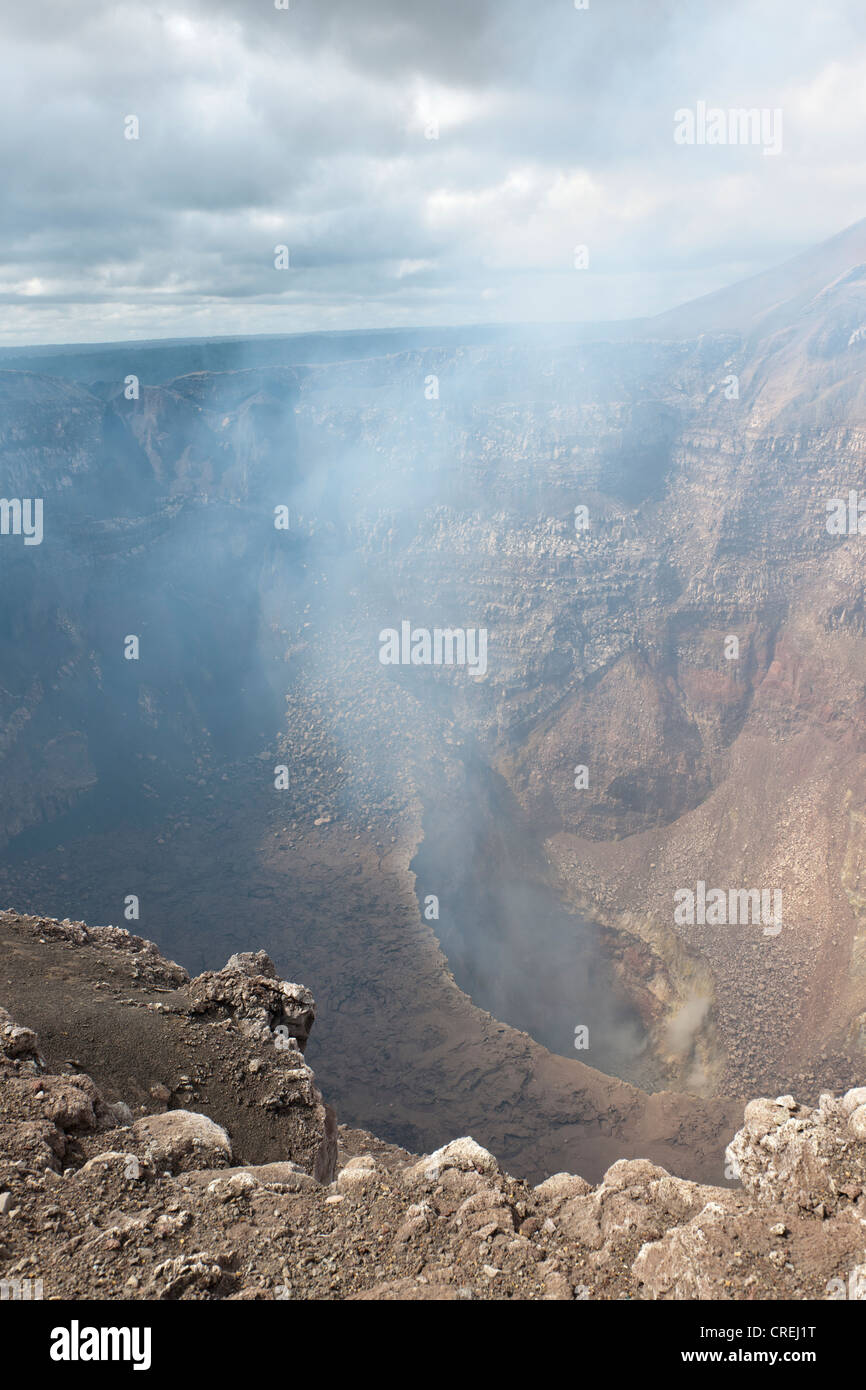 Smoke rising from the vent of the active Masaya Volcano, Masaya Volcano ...
