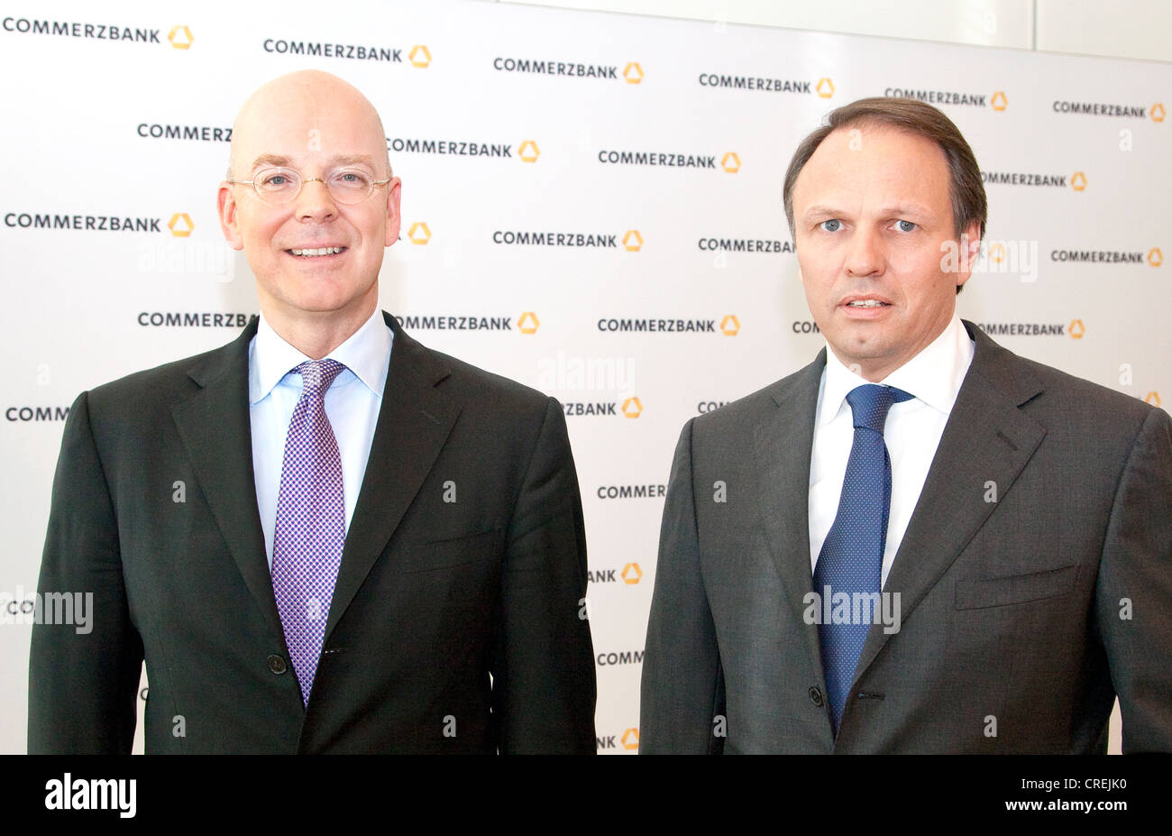 Martin Blessing, left, Chief Executice Officer, CEO, of Commerzbank AG ...