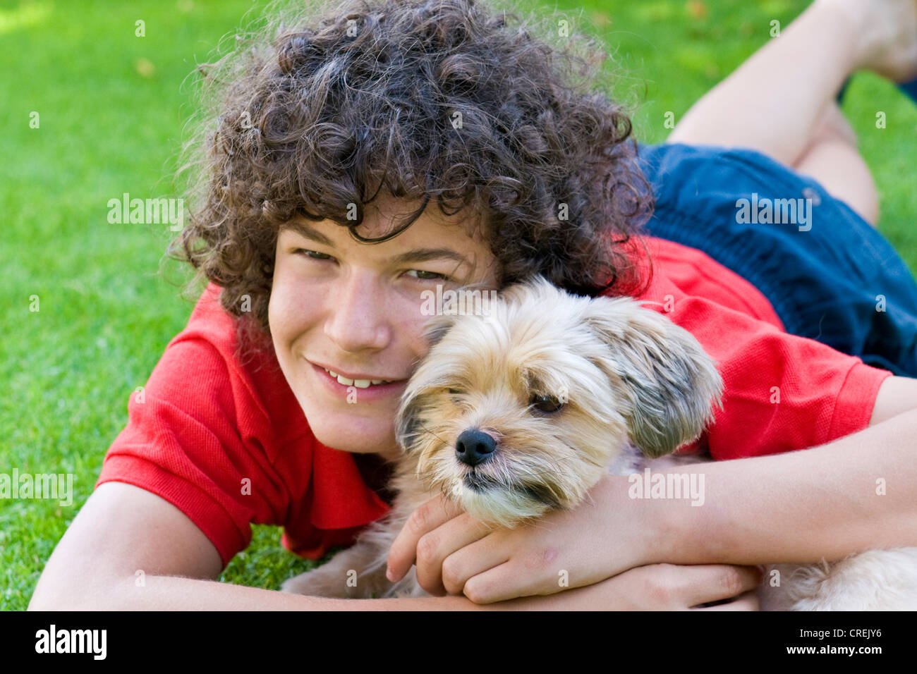 Boy with dog Stock Photo - Alamy