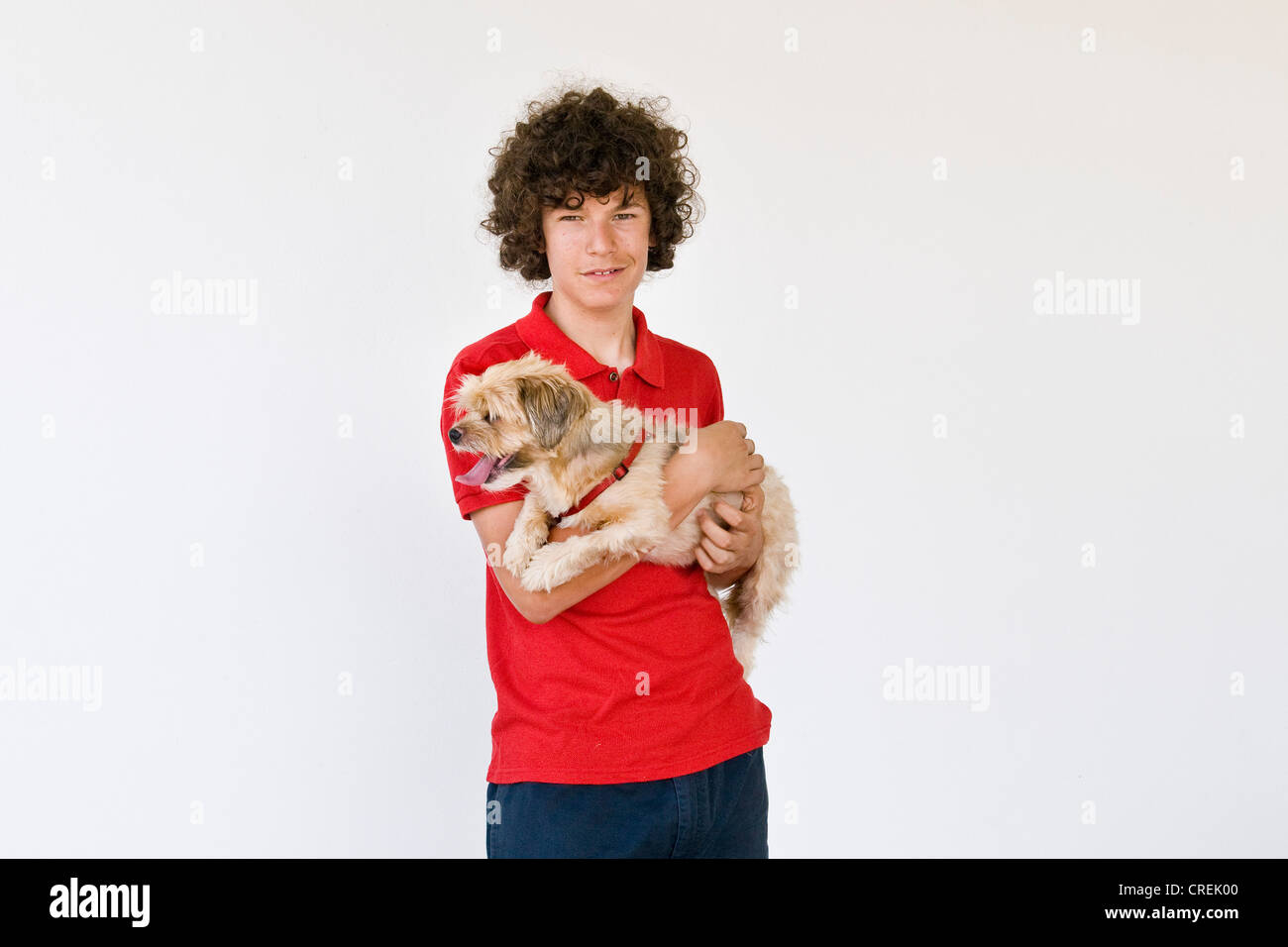 Boy with dog Stock Photo - Alamy