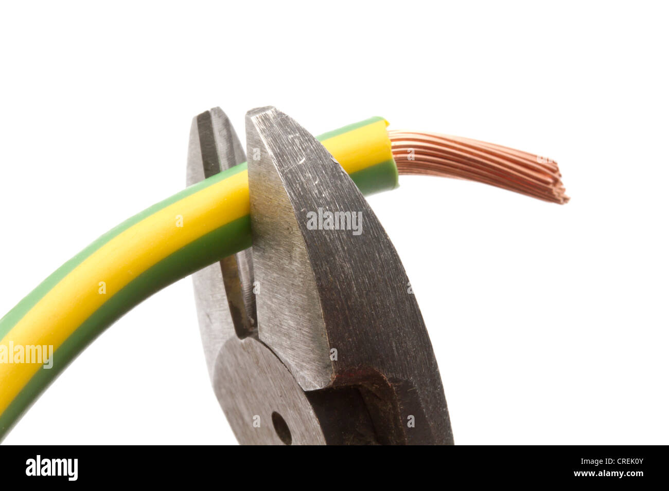 Electrical wires and pliers closeup on white background Stock Photo - Alamy