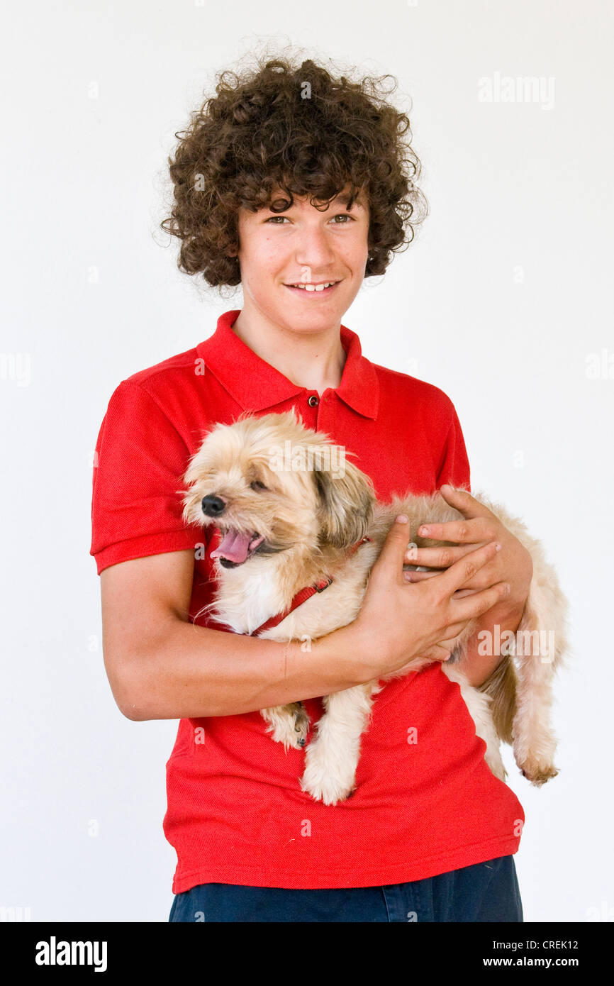 Boy with dog Stock Photo - Alamy